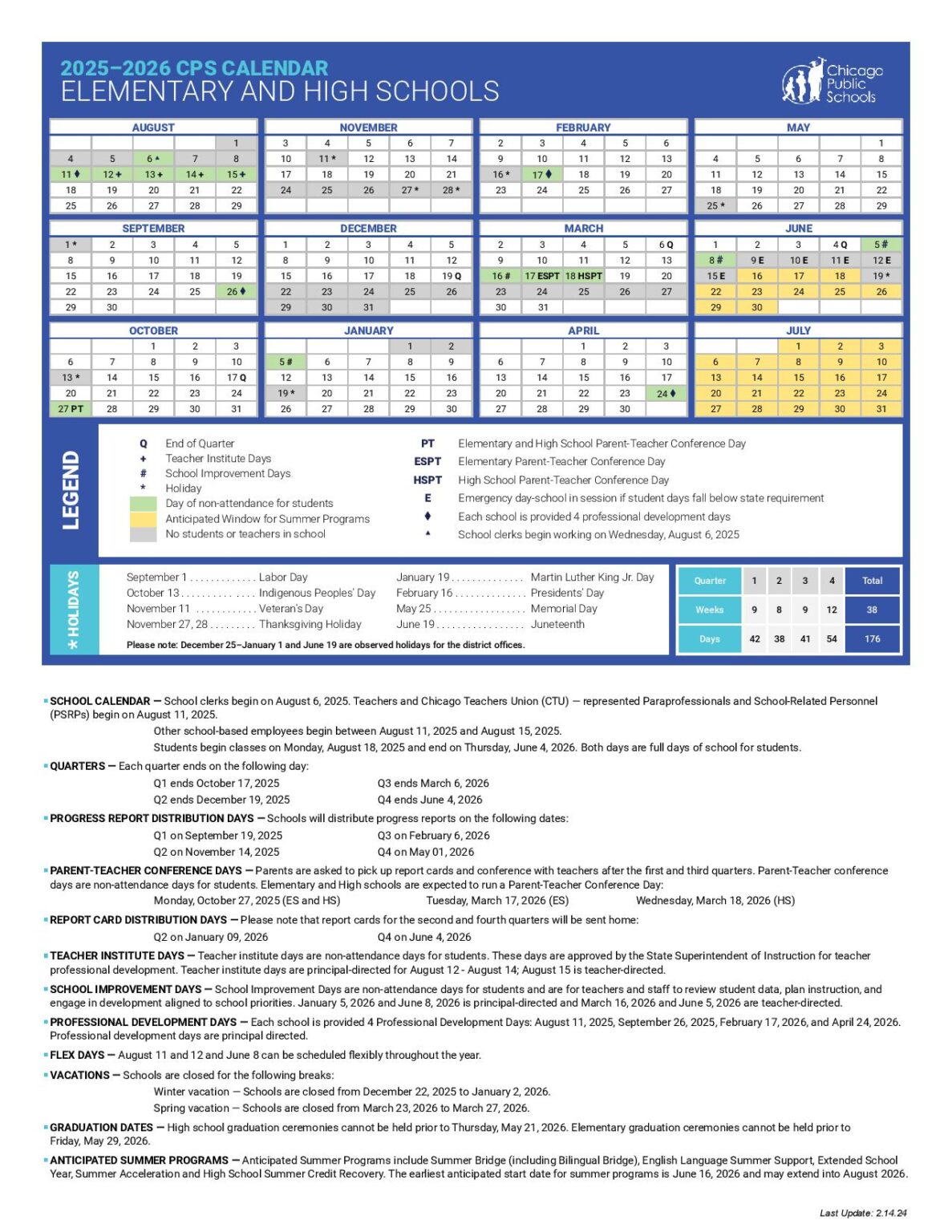 Chicago Public Schools Calendar Holidays 2025-2026 PDF - School ...
