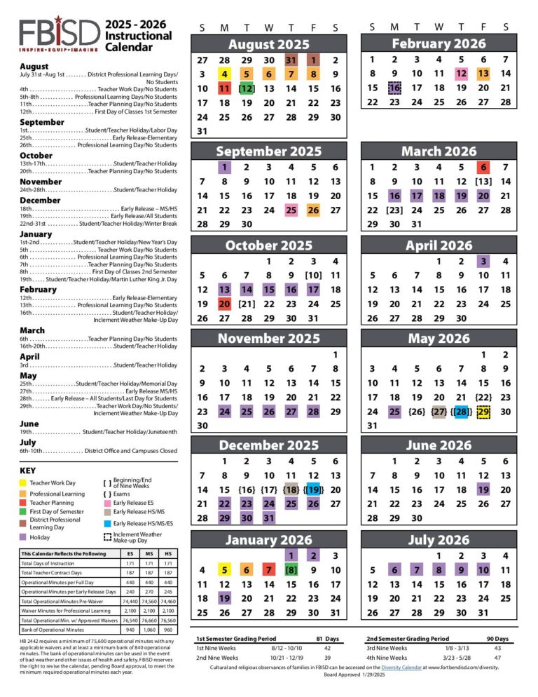 Fort Bend Independent School District Calendar 2026-2027