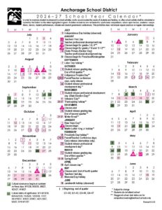 Anchorage School District Calendar 2026-2027