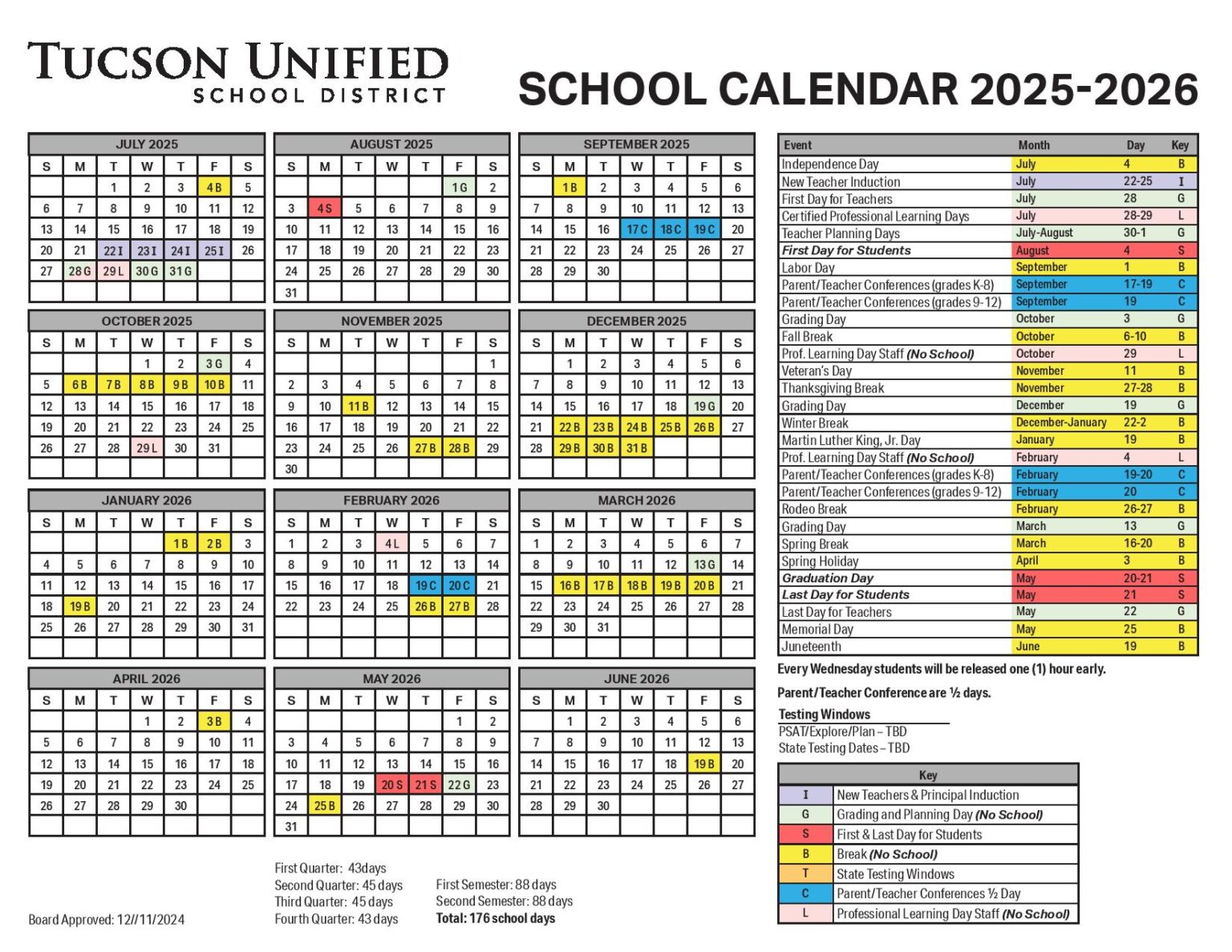Tucson Unified School District Calendar 2025-2026 - School Calendar Info