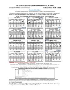 Broward County Public Schools Calendar Holidays 2025-2026 - School ...