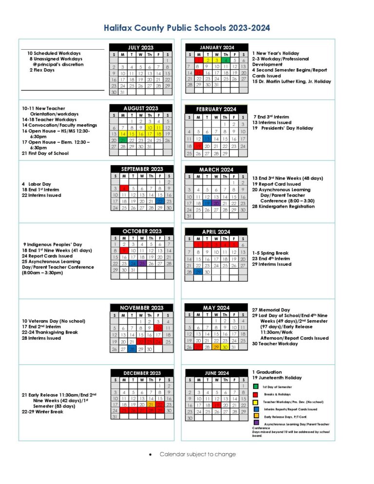 Halifax County Public Schools Calendar 2025-2026 in PDF - School ...