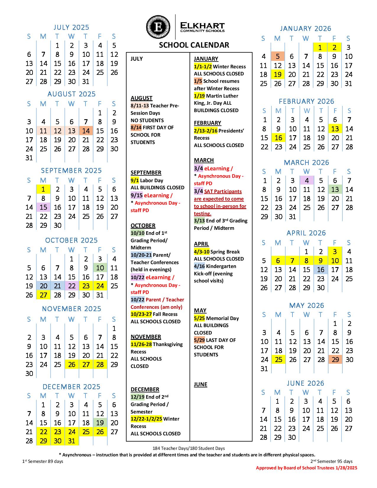 Elkhart Community Schools Calendar 2025-2026 & Holidays - School ...