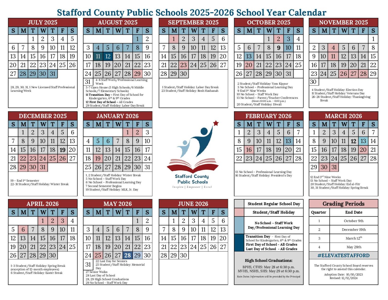 Stafford County Public Schools Calendar 2025-2026 in PDF - School ...