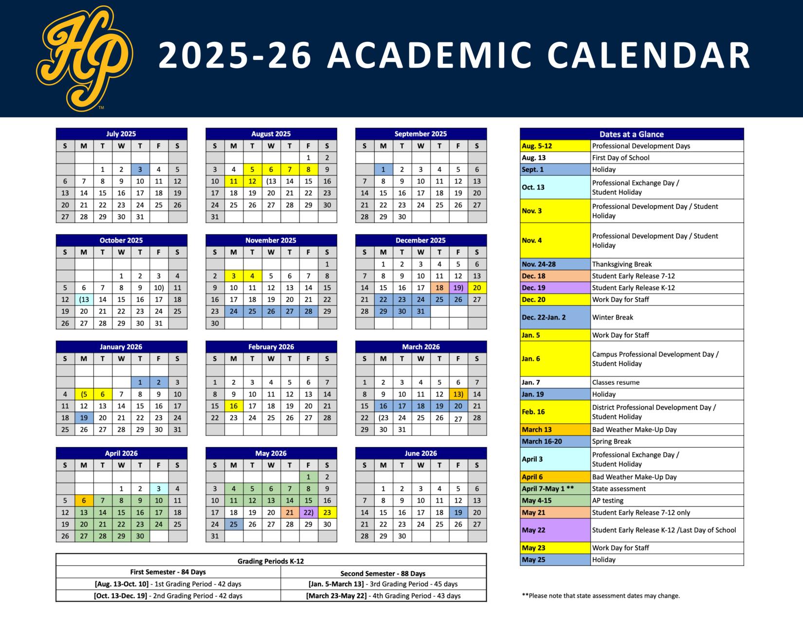 Highland Park ISD Calendar 2025-2026 PDF (Dallas)