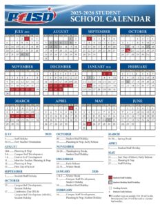 Pflugerville Independent School District Calendar 2025-2026