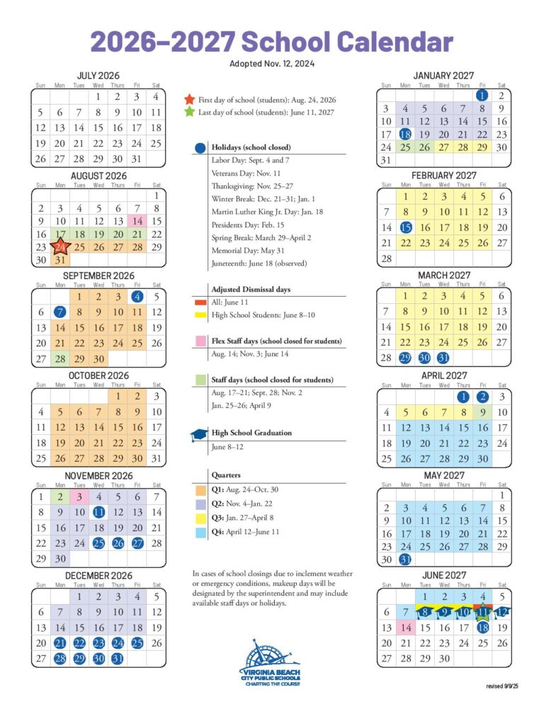 Virginia Beach City Public Schools Calendar 2026-2027 (VBCPS)