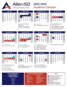 Allen Independent School District Calendar 2025-2026 in PDF - School ...