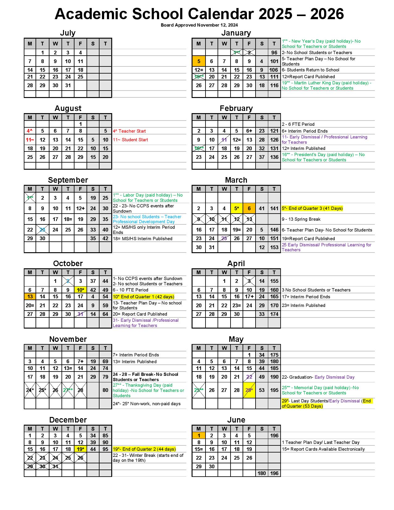 Collier County Public Schools Calendar 2026-2027 (Florida)