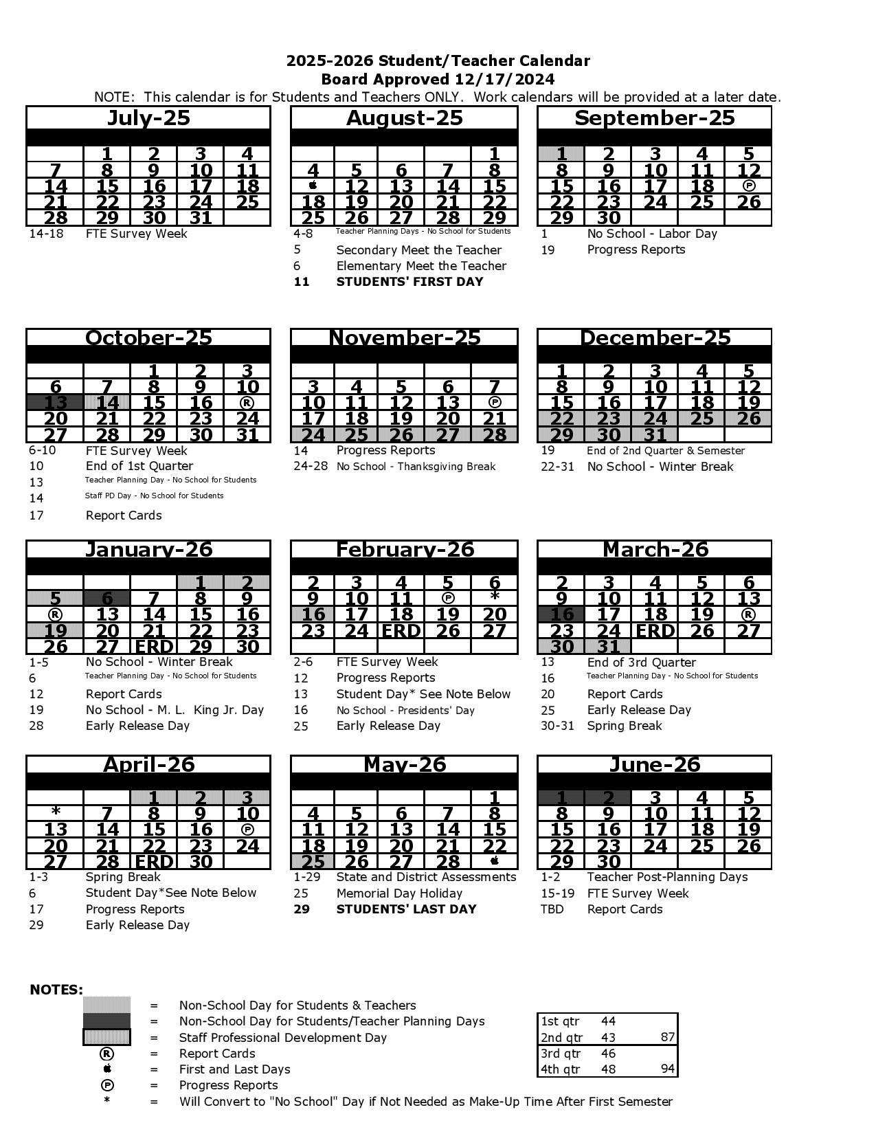 Pasco County Schools Calendar Holidays 2026-2027 PDF
