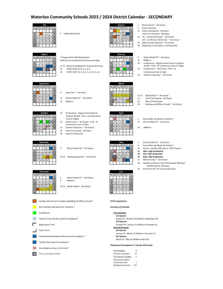 Waterloo School District Calendar 2023 2024 In PDF School Calendar Info Waterloo School District Calendar 2023 2024 In PDF School Calendar Info