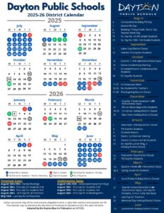 Dayton Public Schools Calendar 2025-2026 (Ohio)