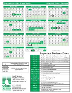 South-Western City School District Calendar 2025-2026 in PDF