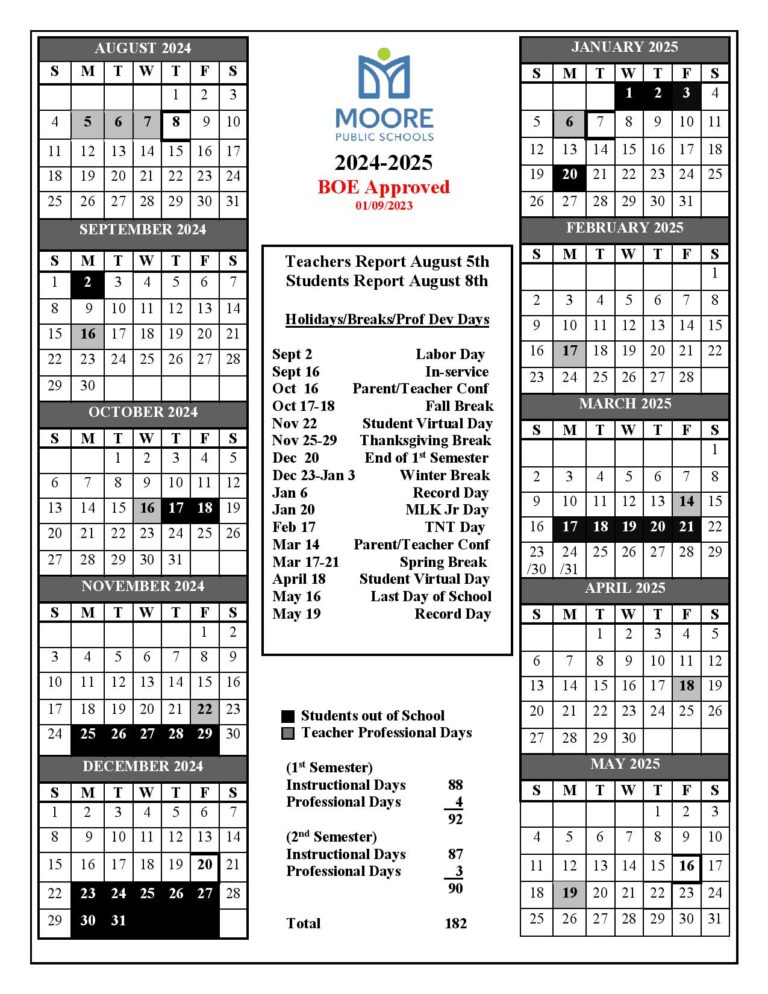 Moore Schools Calendar 2025 Tonya Gwenette