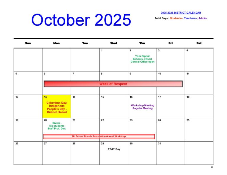 Jersey City Public Schools Calendar 2026-2027 in PDF