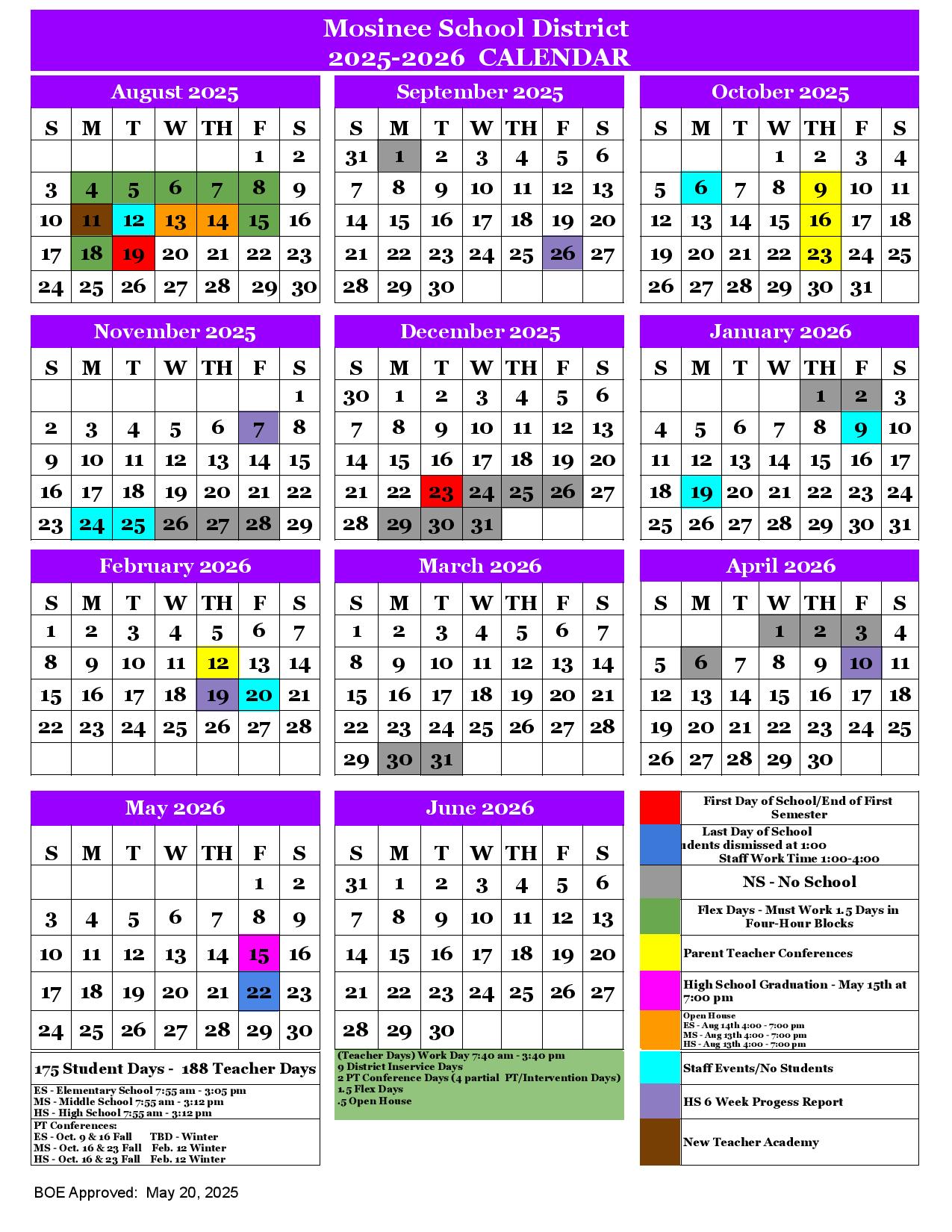 Mosinee School District Calendar 2025-2026 in PDF - School Calendar Info