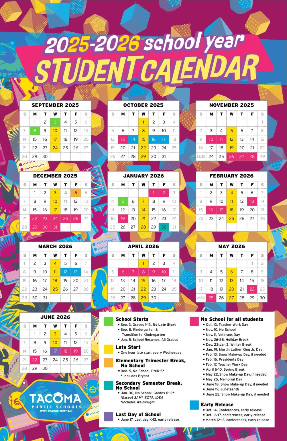 Tacoma Public Schools Calendar 2026 in PDF